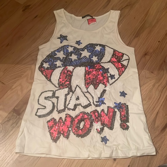 Sisley | Shirts & Tops | Red White And Blue Sequin Tank Top | Poshmark